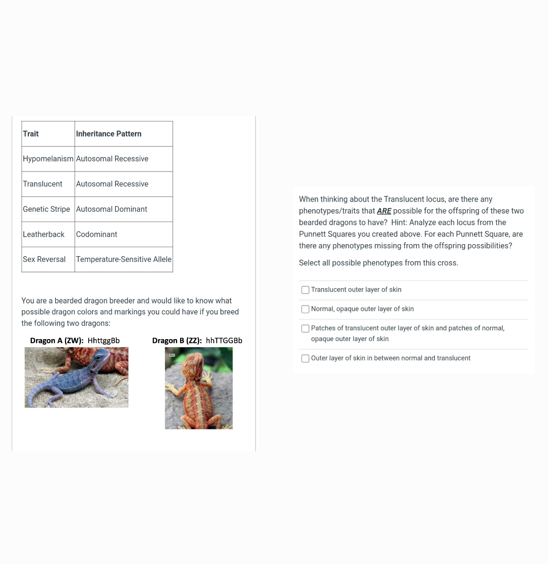 Solved \table[[Trait,Inheritance | Chegg.com