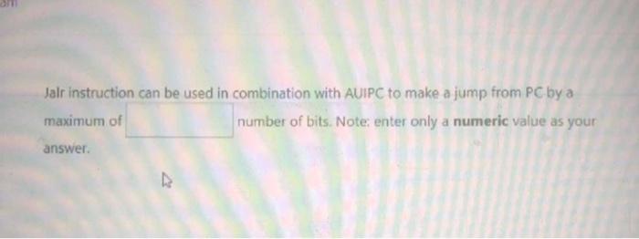 Solved Jalr instruction can be used in combination with | Chegg.com