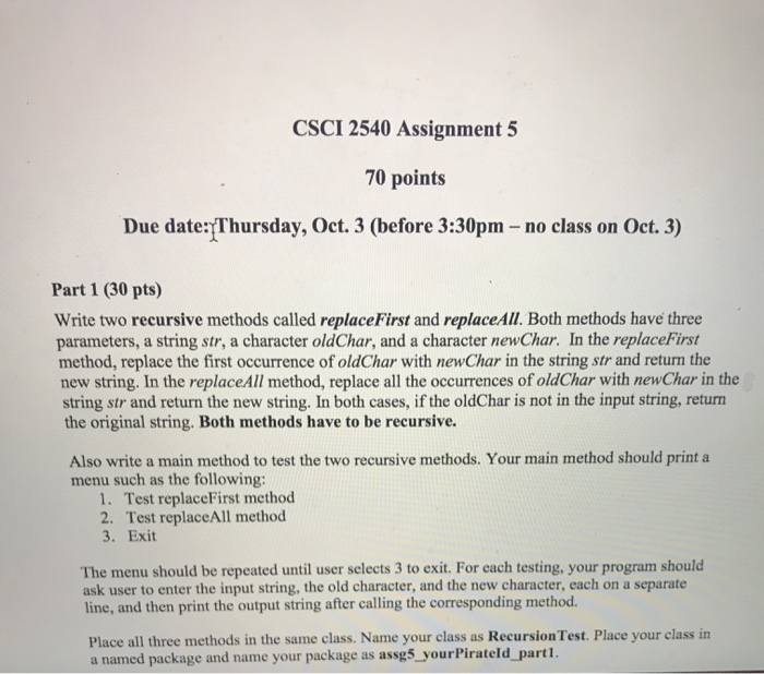 Solved CSCI 2540 Assignment 5 70 points Due date:Thursday, | Chegg.com