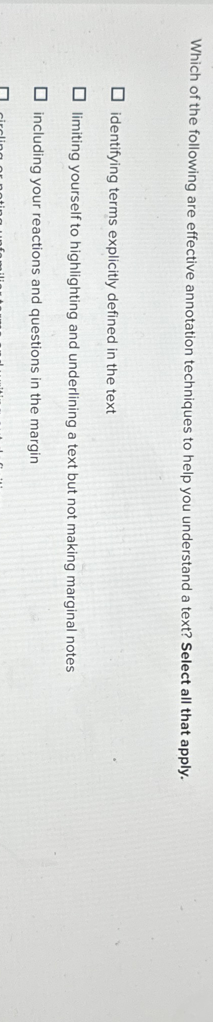 Which of the following are effective annotation | Chegg.com