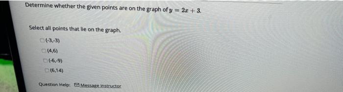 Solved Determine whether the given points are on the graph | Chegg.com