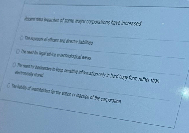 Solved Recent data breaches of some major corporations have | Chegg.com