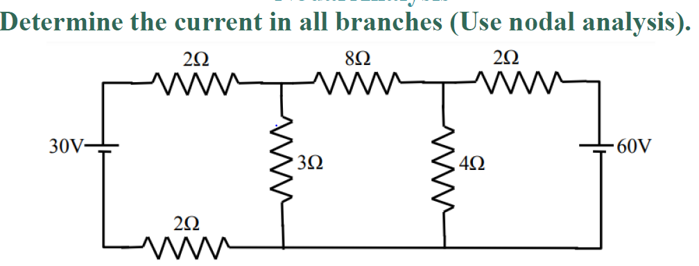 Solved Determine the current in all branches (Use nodal | Chegg.com