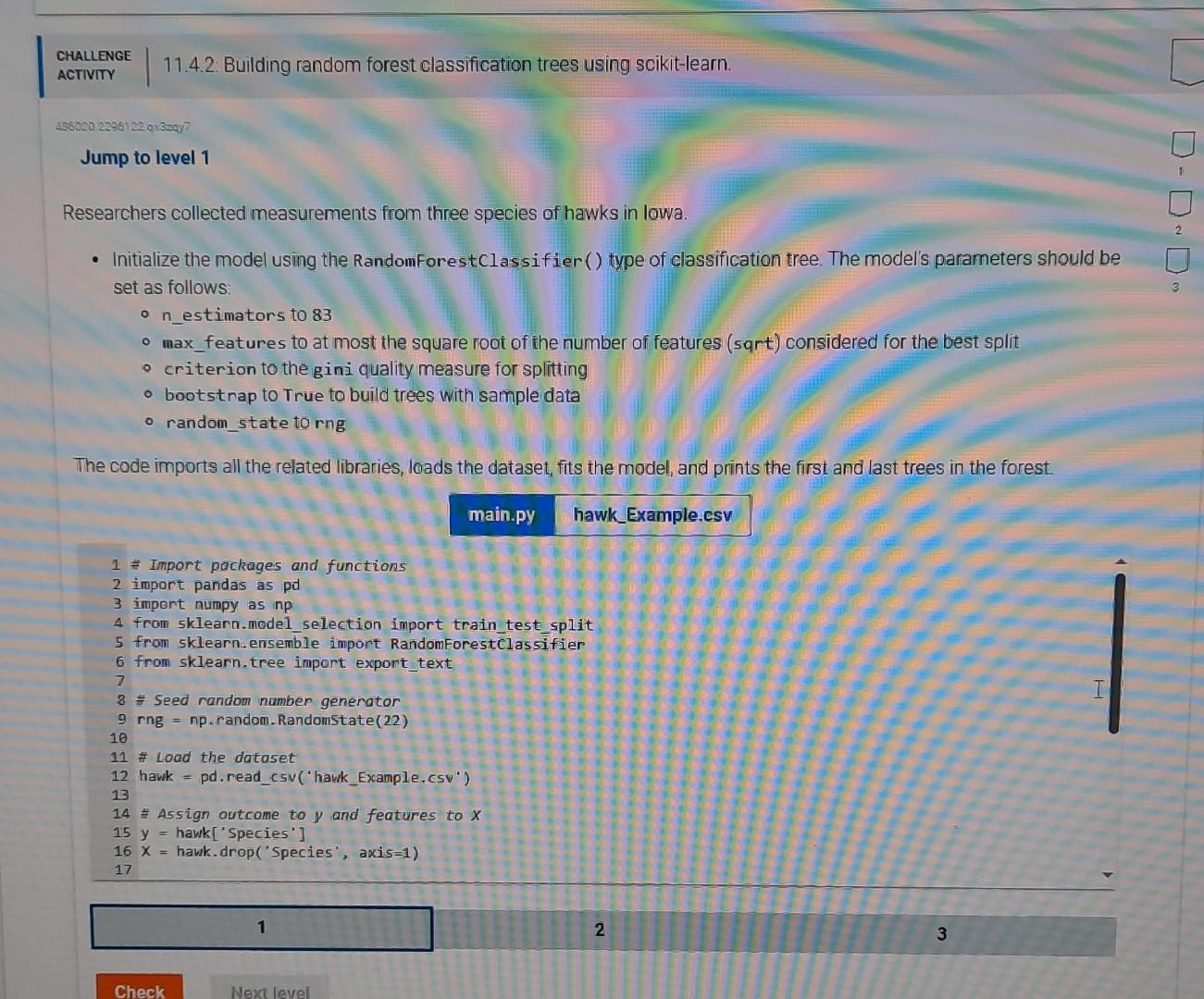 CHALLENGE 11.4.2. Building random forest | Chegg.com