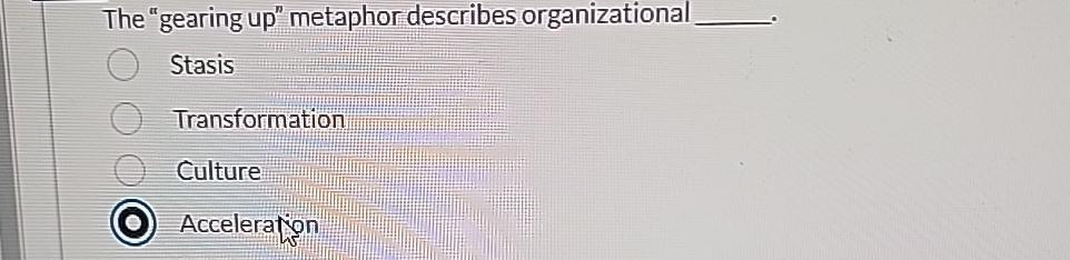 Solved The "gearing up" ﻿metaphor describes | Chegg.com