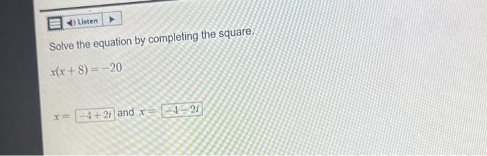 Solved Solve the equation by completing the square. | Chegg.com