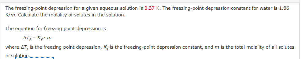 Solved The freezing-point depression for a given aqueous | Chegg.com