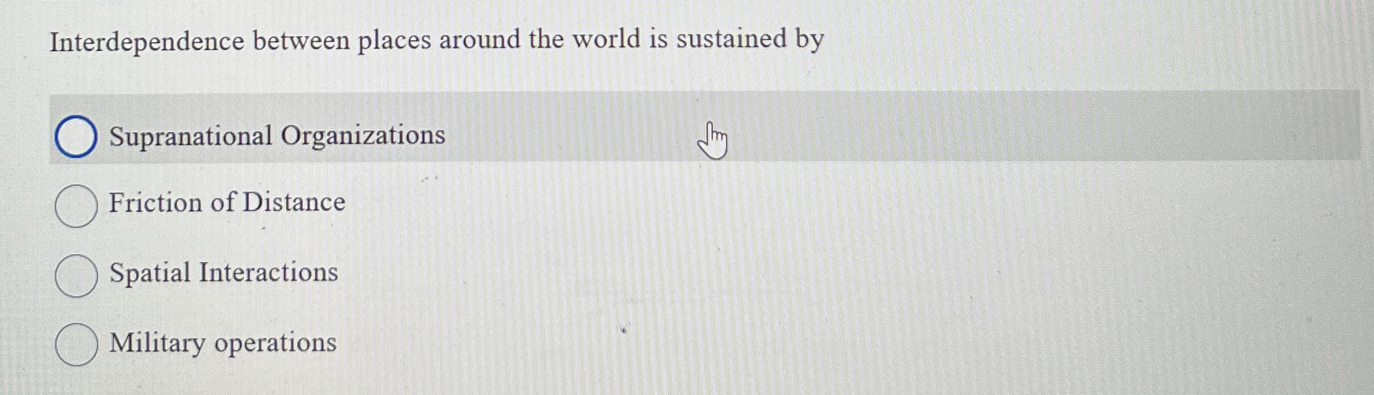 Solved Interdependence between places around the world is | Chegg.com