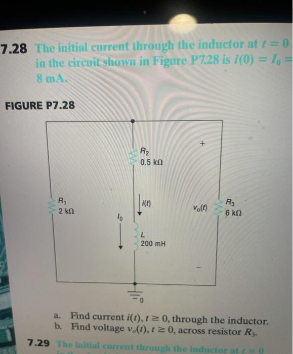 Solved 7.28 The initial current through the inductor at t=0 | Chegg.com