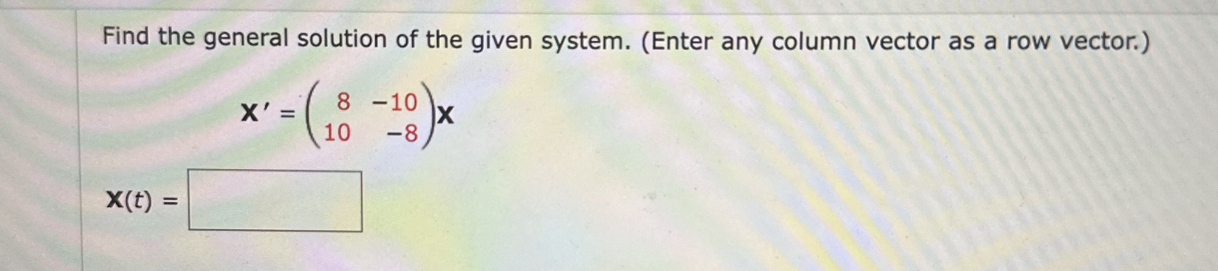 Solved Find the general solution of the given system. (Enter | Chegg.com