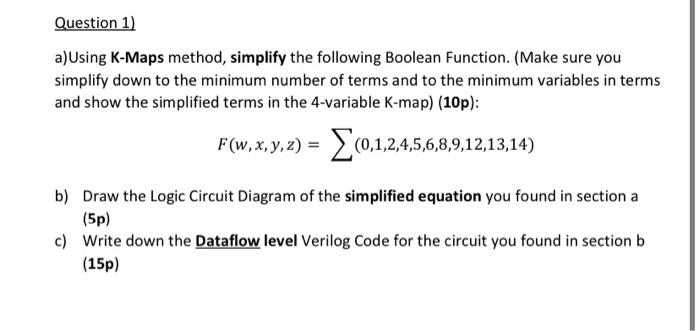 Solved Question 1) a)Using K-Maps method, simplify the | Chegg.com