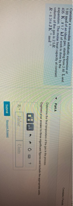 Solved Constants Period Consider a reversible adiabatic | Chegg.com