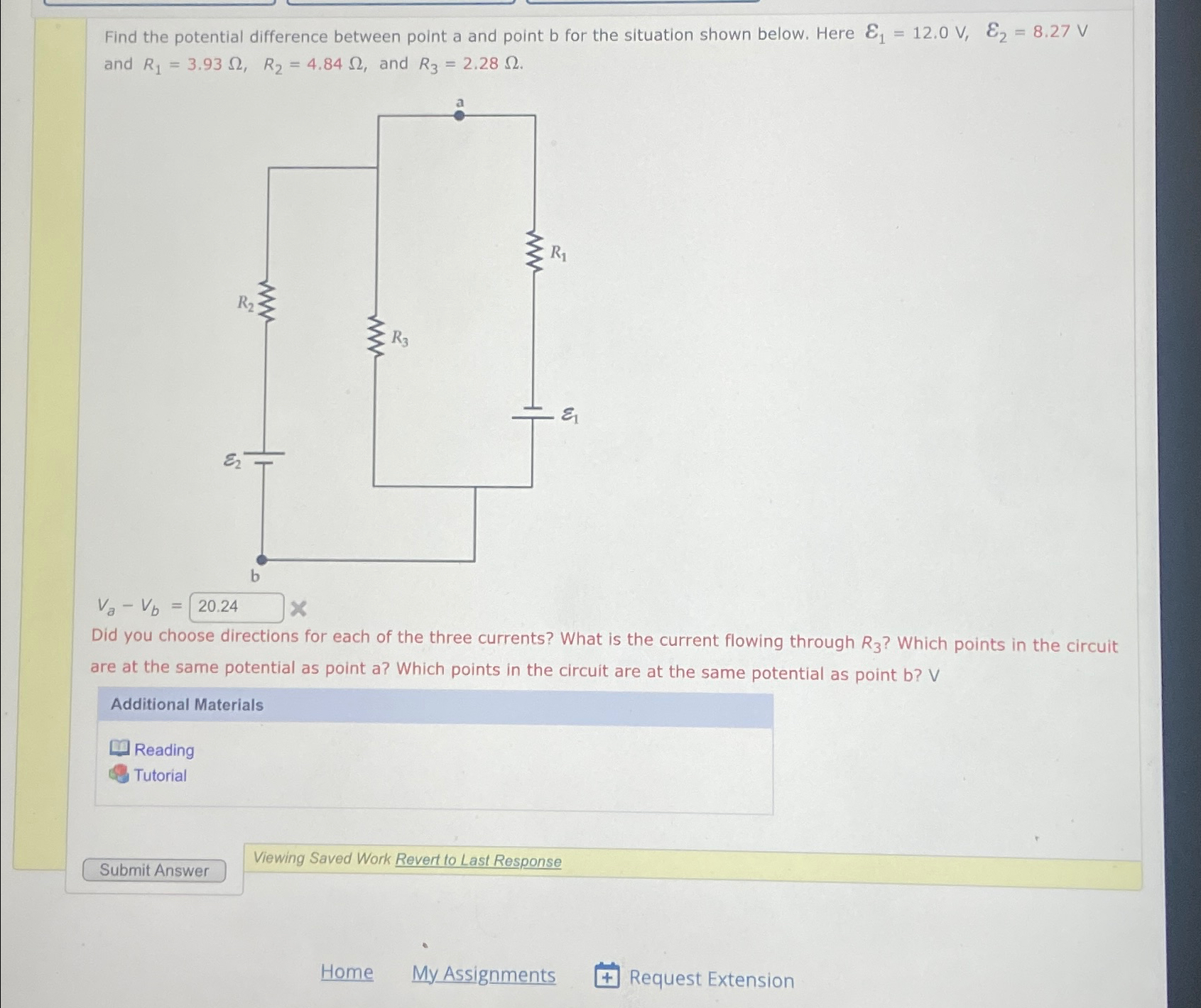 Solved Find the potential difference between point a and | Chegg.com