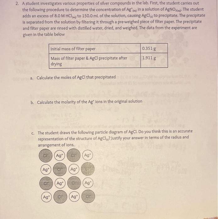 Solved 2. A student investigates various properties of | Chegg.com