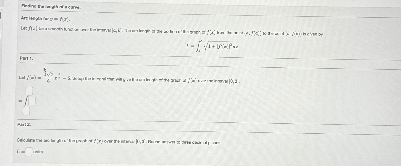 Solved Finding the length of a curve.Arc length for | Chegg.com