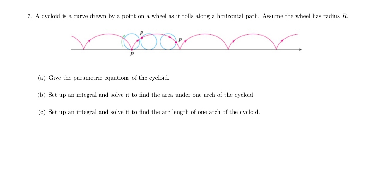 Solved A cycloid is a curve drawn by a point on a wheel as | Chegg.com