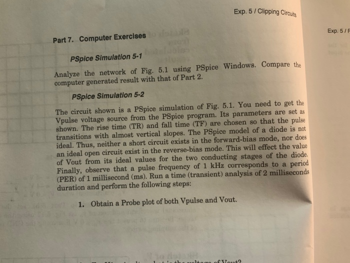 Solved Exp. 5 / Clipping Circuits Exp. 5/7 Part 7. Computer | Chegg.com