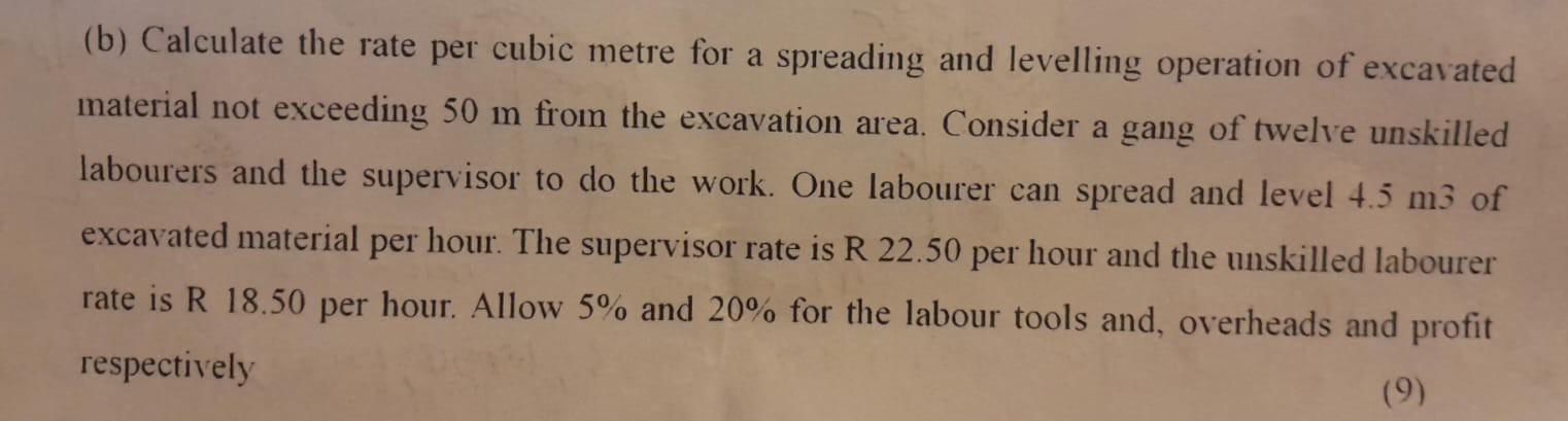 Solved (b) Calculate the rate per cubic metre for a | Chegg.com