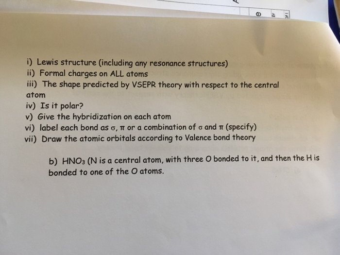 Solved i) Lewis structure (including any resonance | Chegg.com