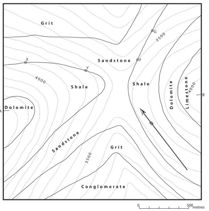 Solved The map for this problem shows topography (with | Chegg.com