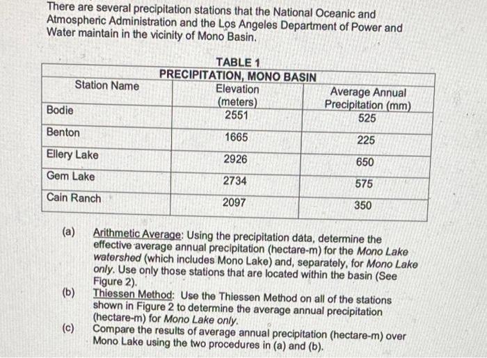 Background of Mono Lake Basin Mono Basin is a closed | Chegg.com