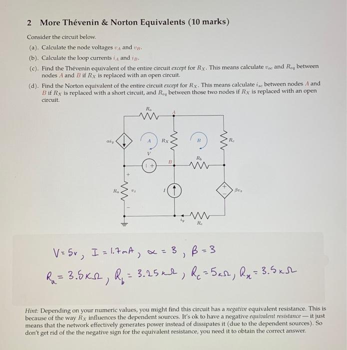 Solved 2 More Thévenin \& Norton Equivalents (10 marks) | Chegg.com