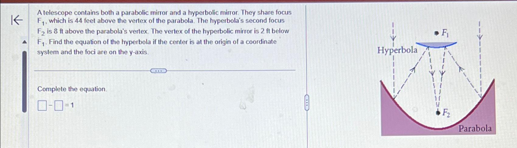Solved A telescope contains both a parabolic mirror and a | Chegg.com