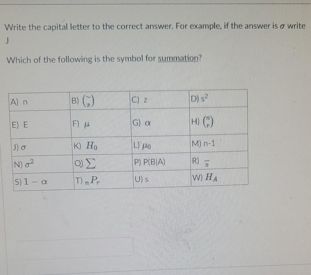 Solved Write the capital letter to the correct answer. For | Chegg.com