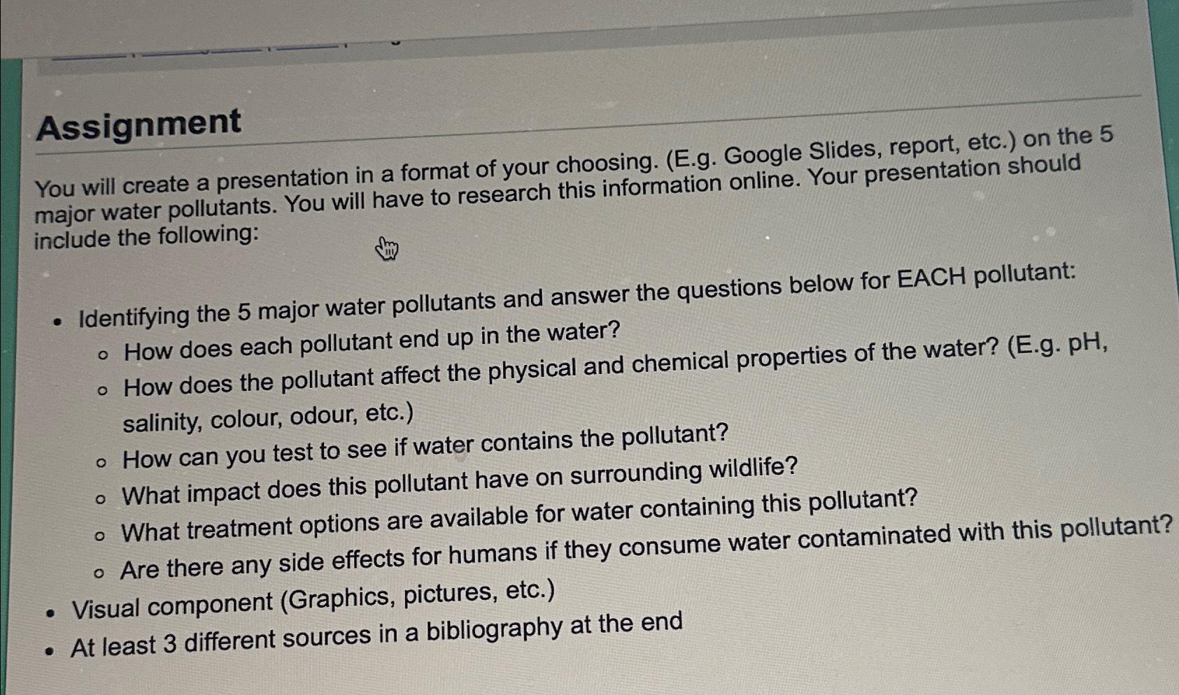 Solved AssignmentYou will create a presentation in a format | Chegg.com