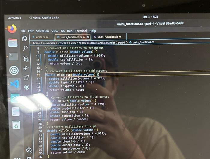Solved how can i fix my code to get the correct conversions | Chegg.com