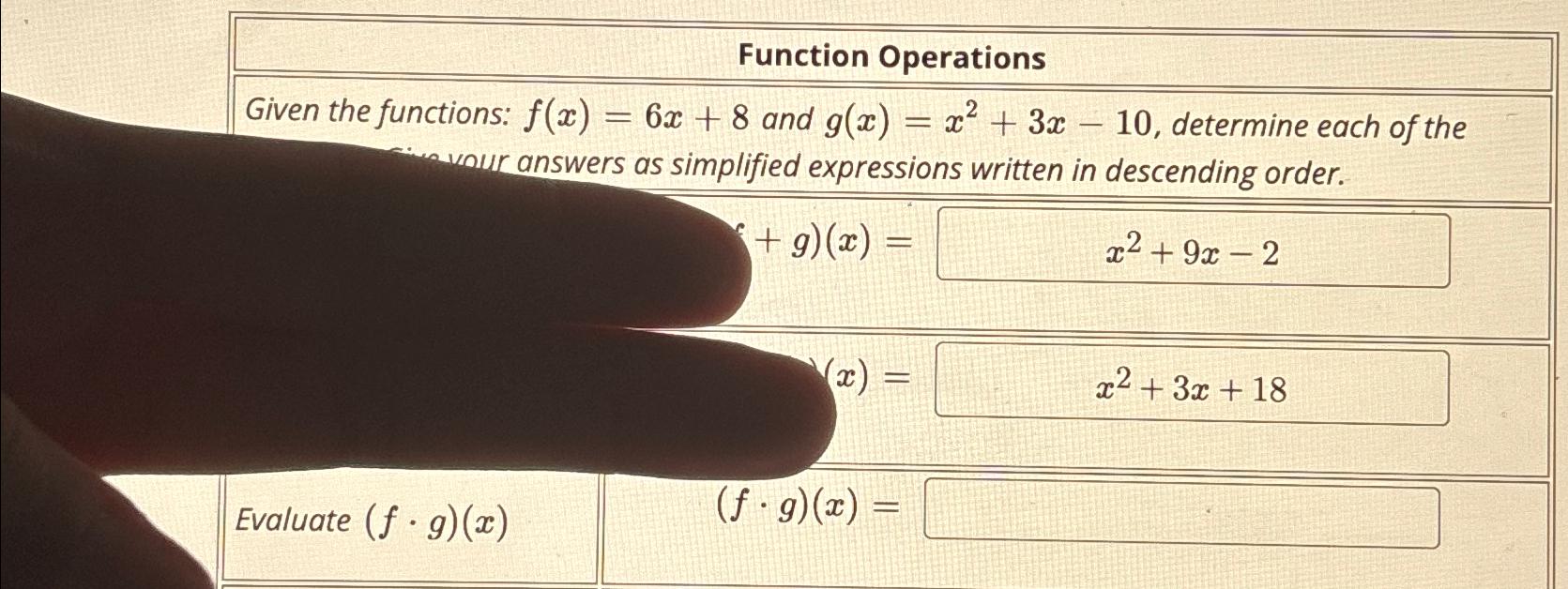 Solved Function OperationsGiven the functions: f(x)=6x+8 | Chegg.com