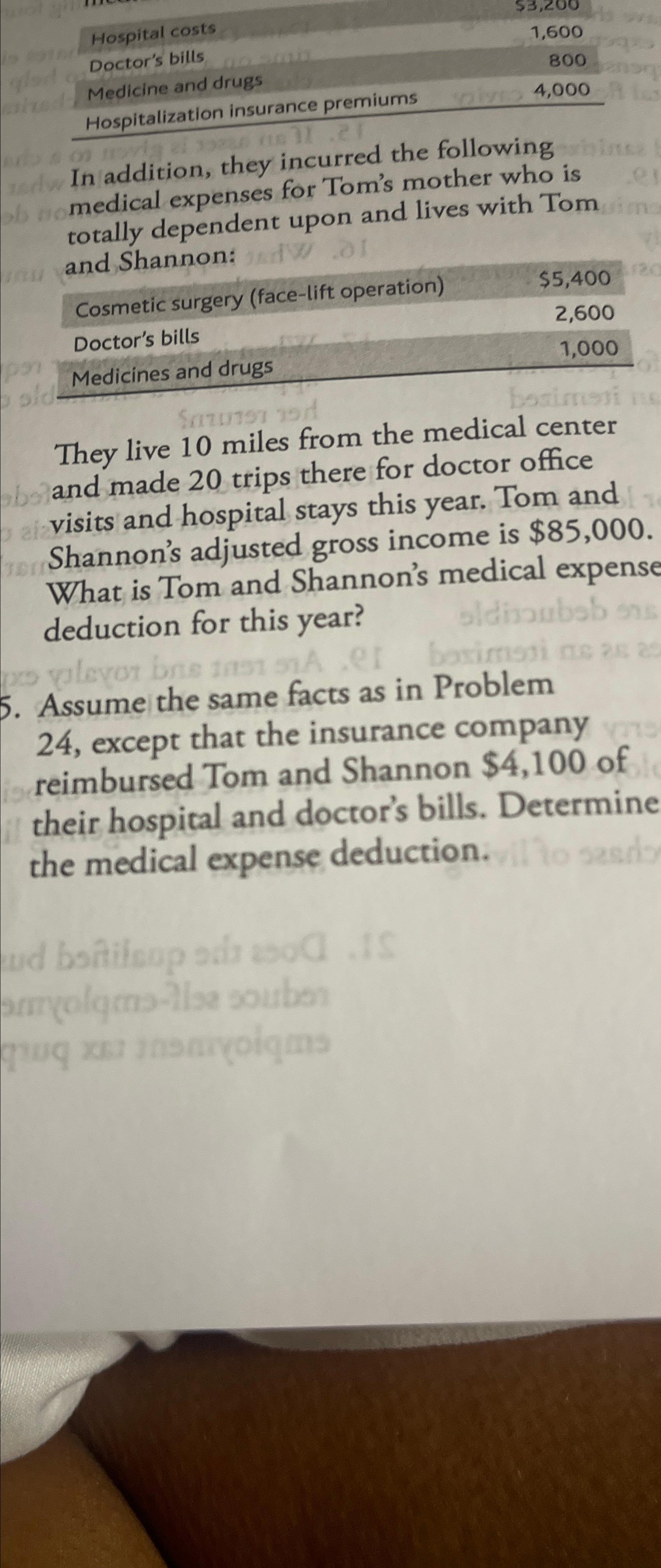 Solved \table[[Hospital costs,1,600],[Doctor's | Chegg.com