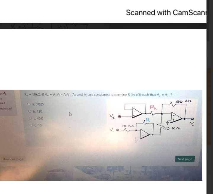 Solved Scanned with CamScantRx=10kΩ. ﻿If and A2 ﻿are | Chegg.com