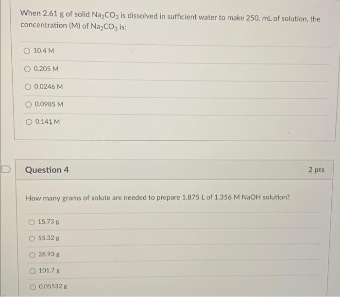 Solved When 2.61 g of solid Na2CO3 is dissolved in | Chegg.com