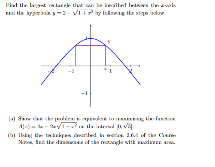 Solved Find the largest rectangle that can be inscribed | Chegg.com