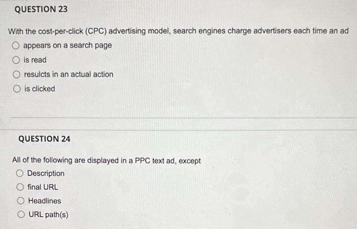 Solved With the cost-per-click (CPC) advertising model, | Chegg.com