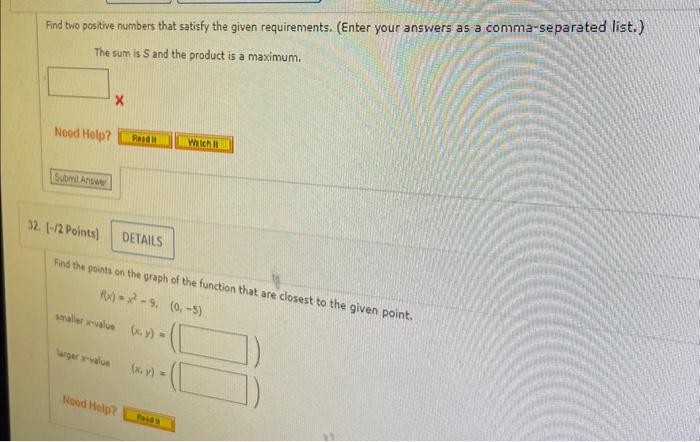 Solved Find two positive numbers that satisfy the given | Chegg.com