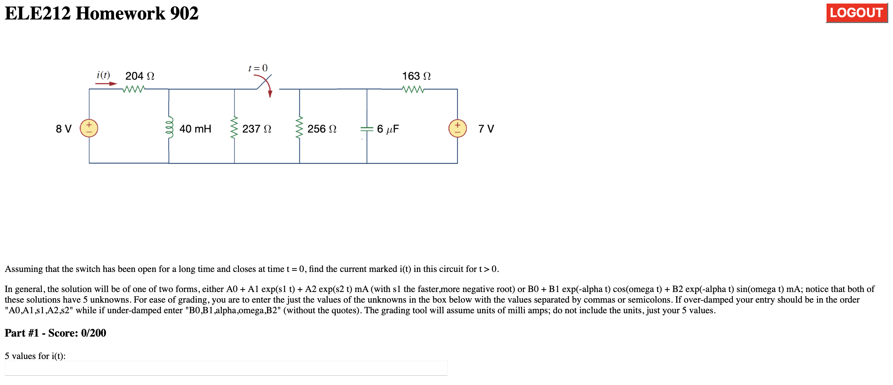 Solved ELE212 ﻿Homework 902 ﻿Assuming that the switch has | Chegg.com