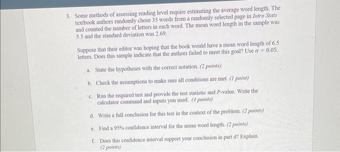 Solved 3. Some methods of assessing reading level require | Chegg.com