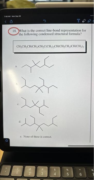 Solved 18. What is the correct line-bond representation for | Chegg.com