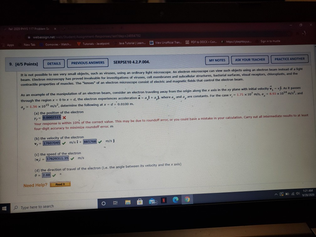 Solved X Fall 2020 PHYS 117 Problem se | Chegg.com