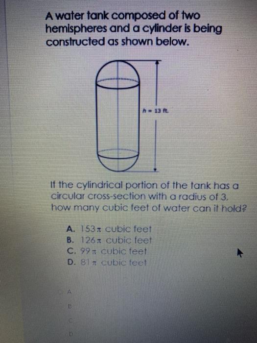 Solved A water tank composed of two hemispheres and a | Chegg.com