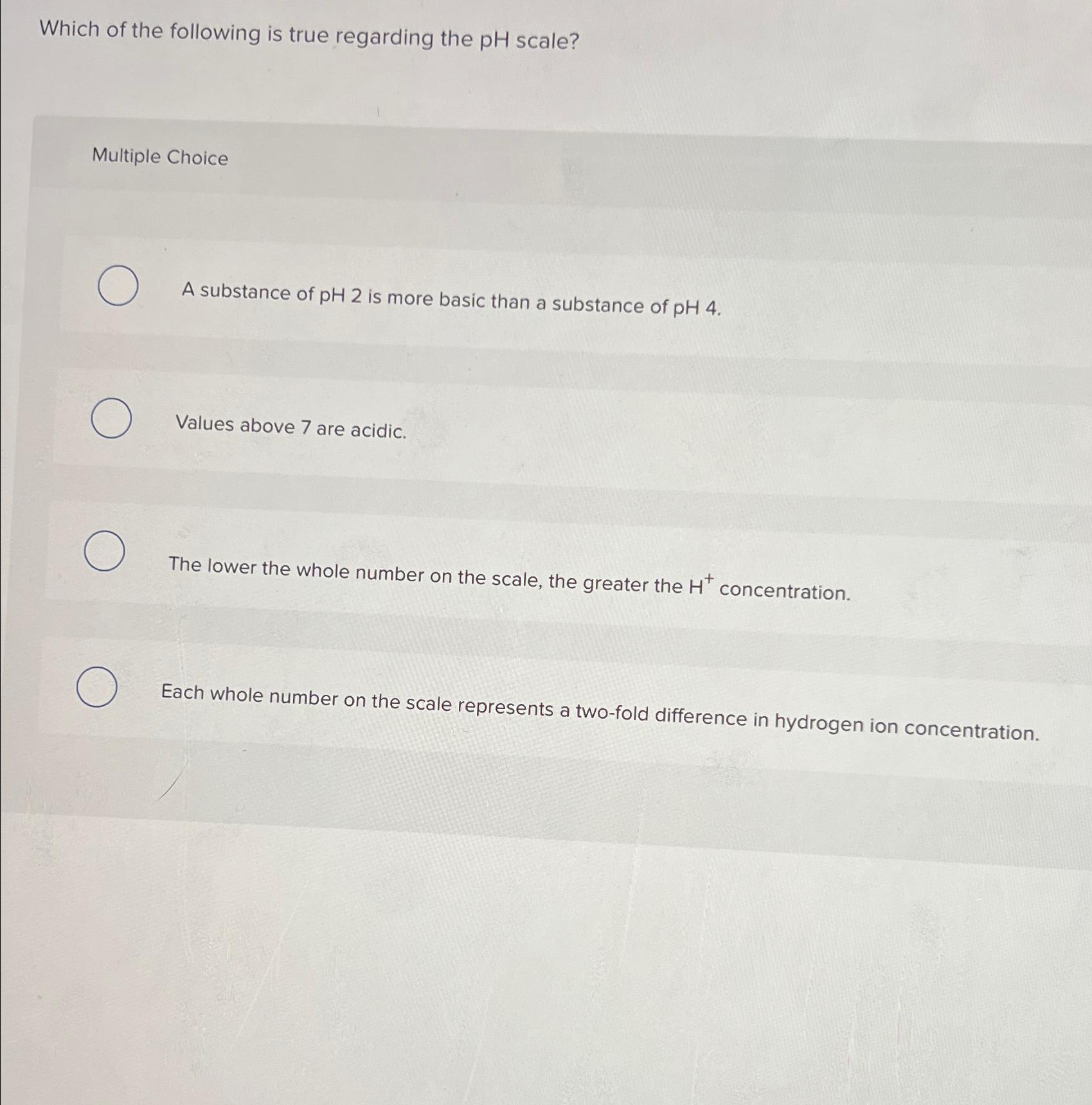 Solved Which of the following is true regarding the pH | Chegg.com