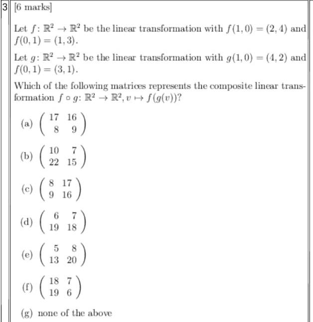 Solved [6 marks] Let f:R2→R2 be the linear transformation | Chegg.com