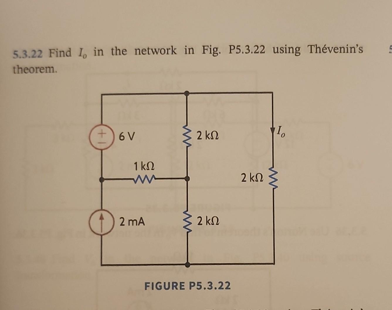 Solved 5.3.22 Find I0 in the network in Fig. P5.3.22 using | Chegg.com