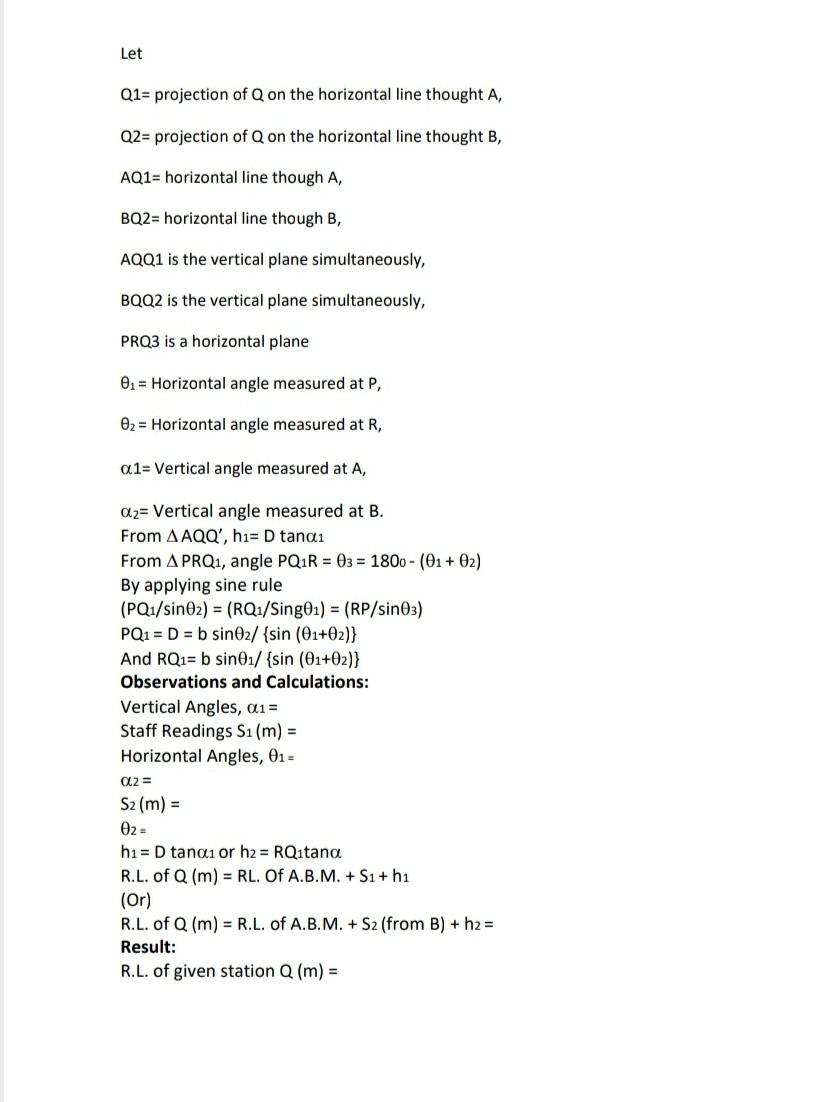 Solved Determination of elevation of object if base of the | Chegg.com
