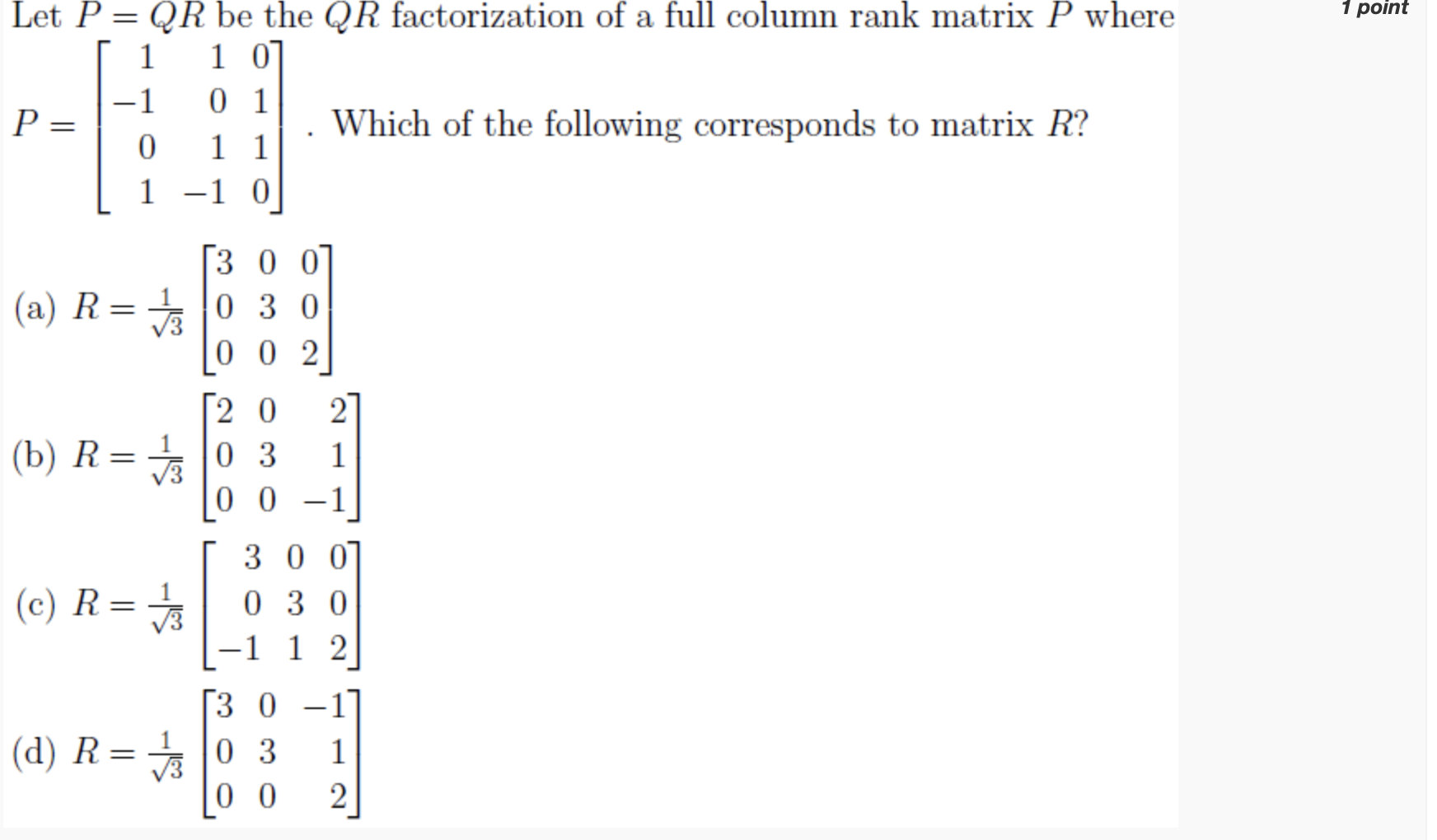 Let Pqr Be the Qr factorization Of a Full Column