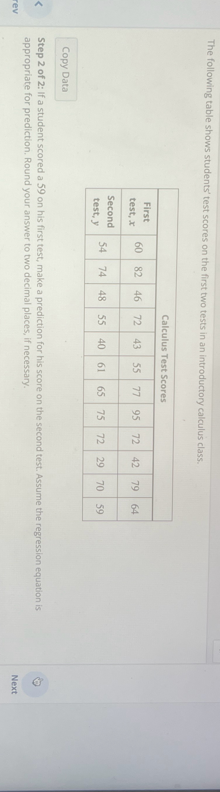 The following table shows students' test scores on | Chegg.com The following table shows students' test scores on | Chegg.com