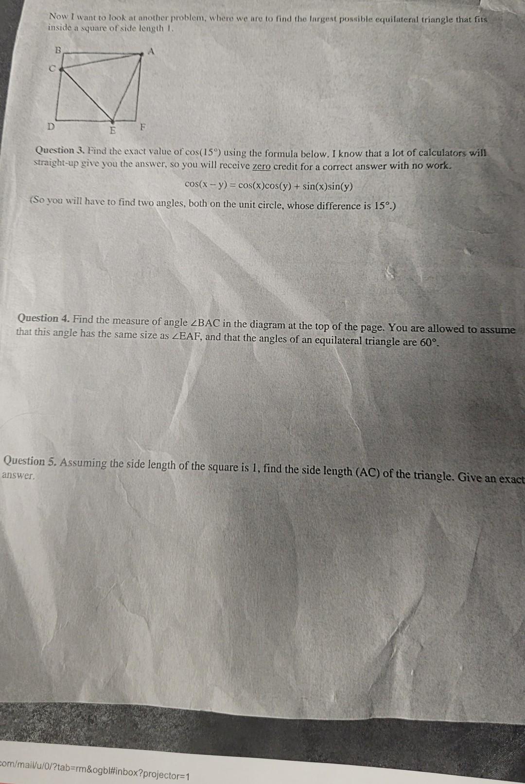 Solved Now I want to look at another problem, where we are | Chegg.com