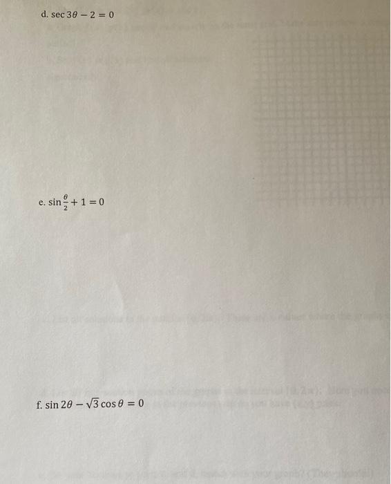 Solved solve for d, e, and ffor each, find all solutions. | Chegg.com